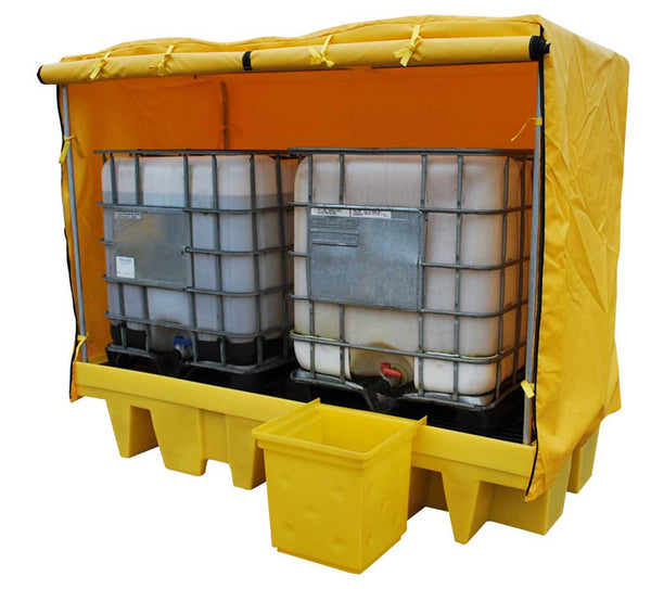 Double 1100 litre IBC Spill Pallet Bund with cover - BB2C – Oil Spill ...